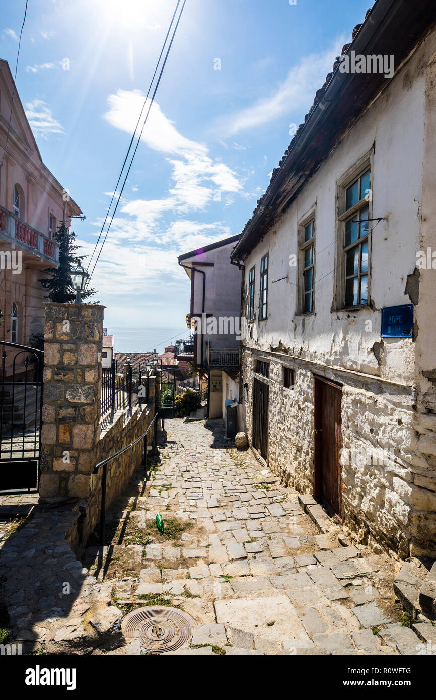 Streets of Ohrid, Unesco World Heritage site, Lake Ohrid, Macedonia ...