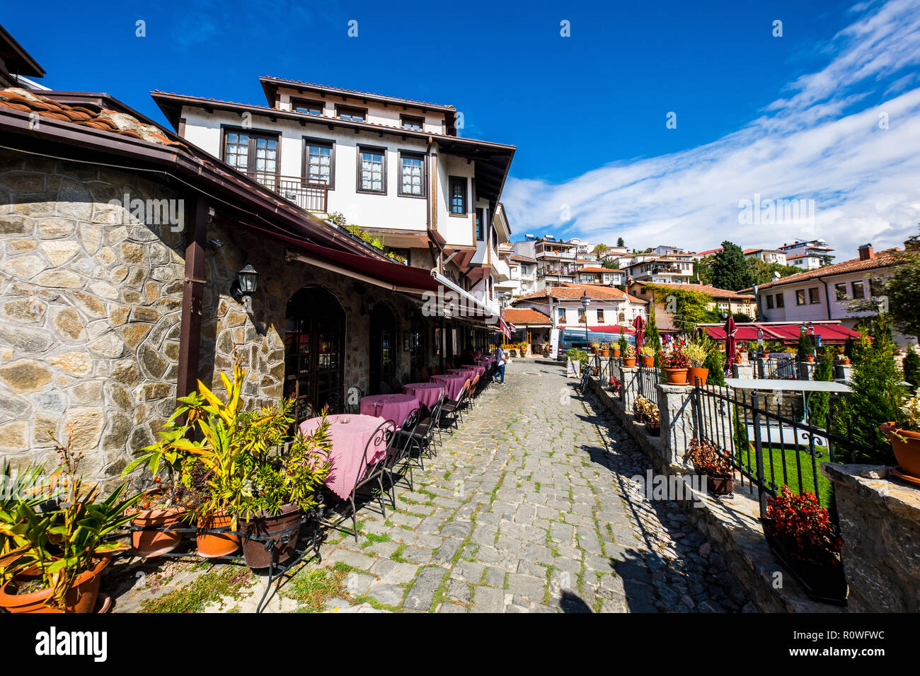 Streets of Ohrid, Unesco World Heritage site, Lake Ohrid, Macedonia ...