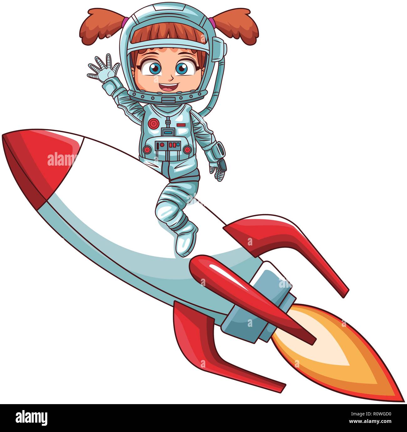 Astronaut girl on spaceship Stock Vector Image & Art - Alamy