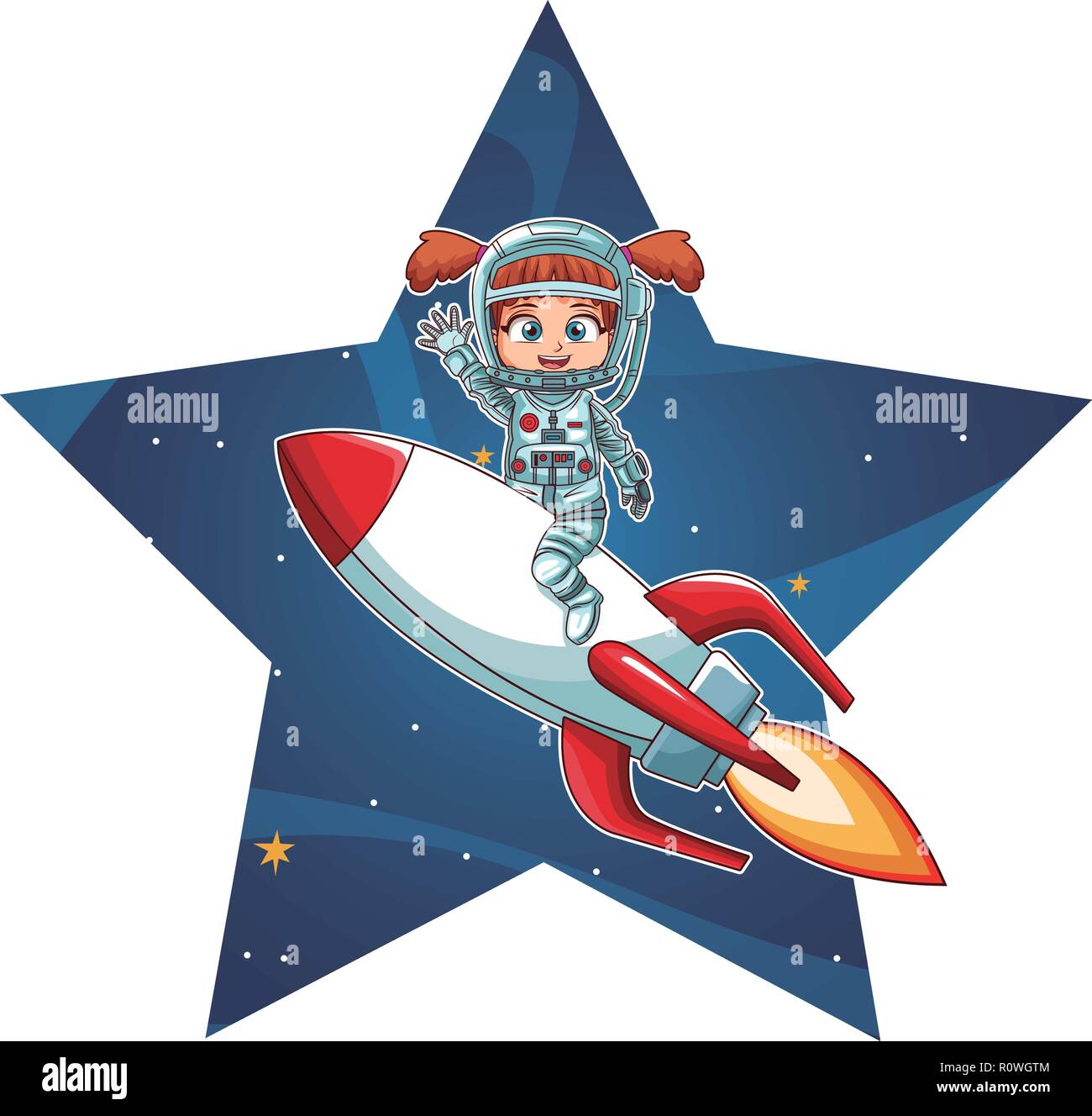 Astronaut girl on spaceship Stock Vector Image & Art - Alamy