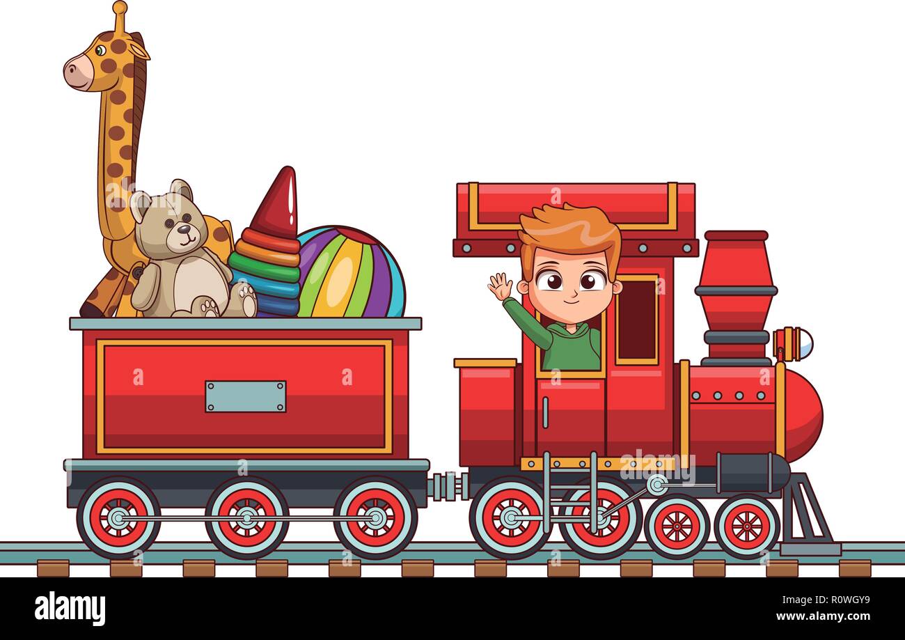 Kid riding train cartoon Stock Vector Image & Art - Alamy