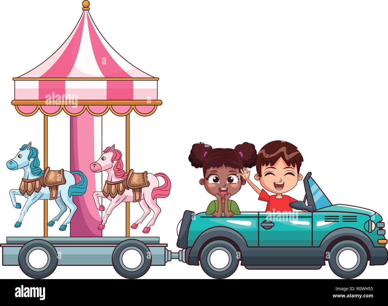 smiling kids driving car Stock Vector Image & Art - Alamy