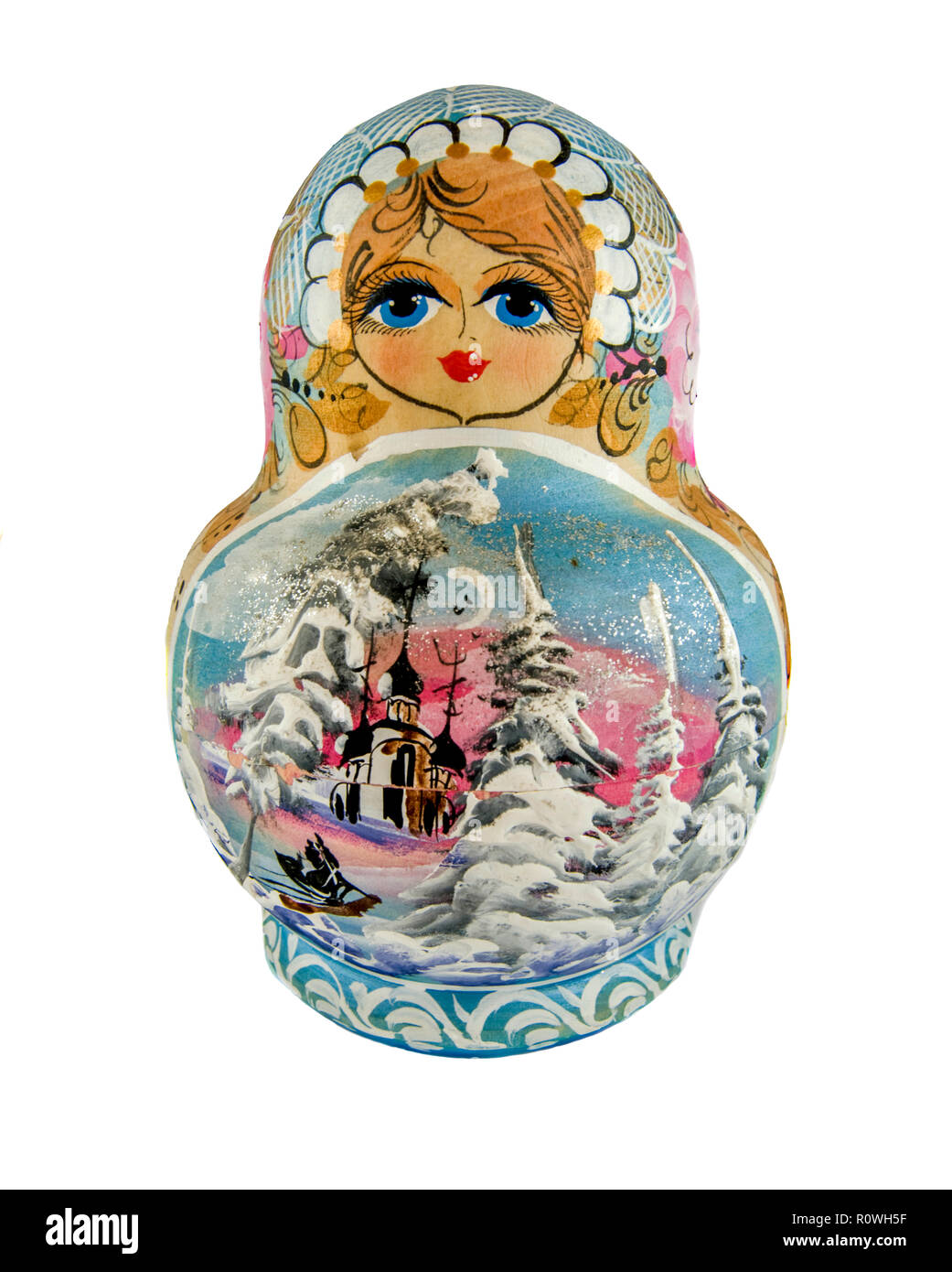 Wooden Russian Matryoshka Doll on white background Stock Photo - Alamy