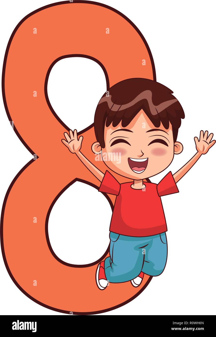 happy boy jumping number Stock Vector Image & Art - Alamy