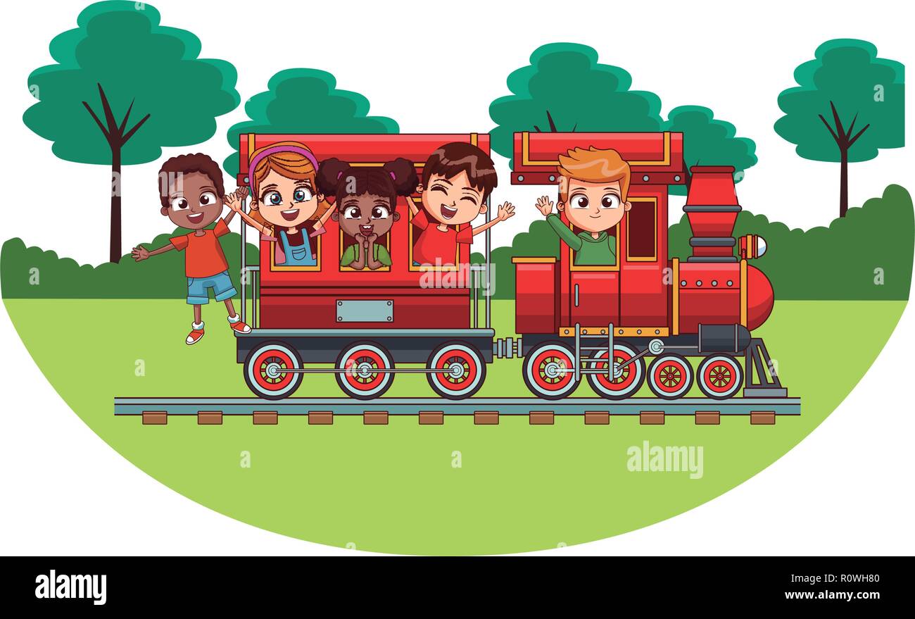 kids riding on train Stock Vector Image & Art - Alamy