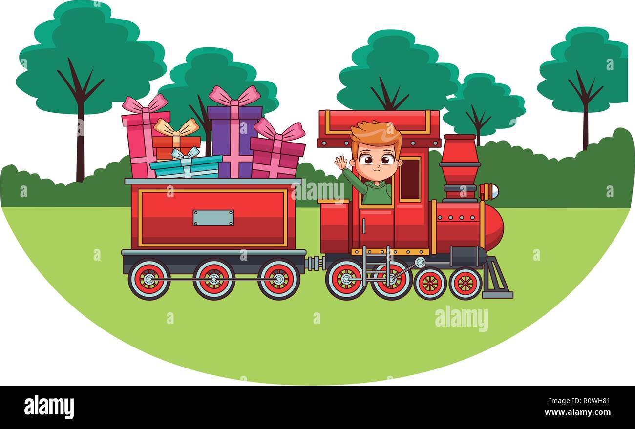 Kid riding train cartoon Stock Vector Image & Art - Alamy