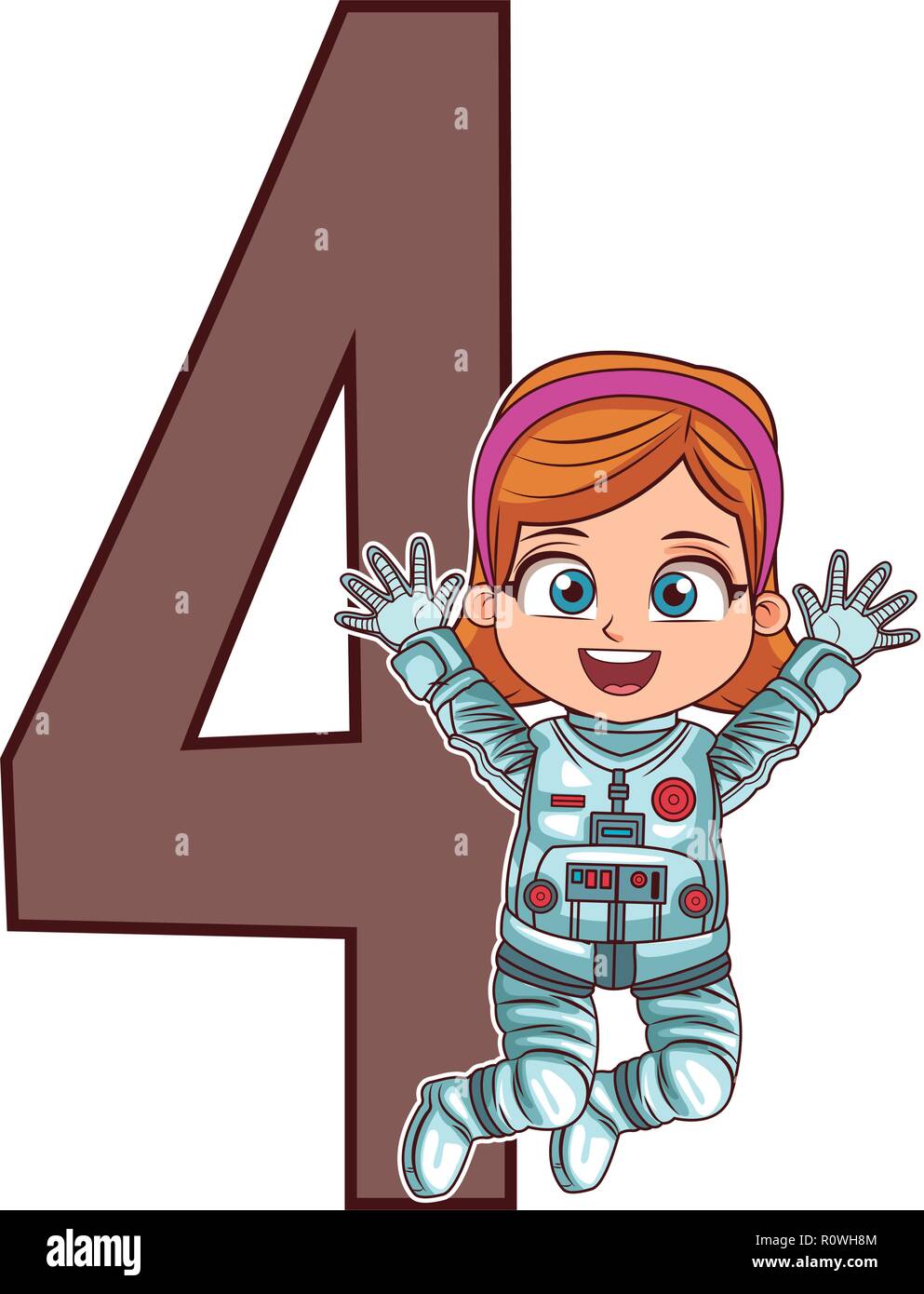 astronaut girl jumping number Stock Vector Image & Art - Alamy