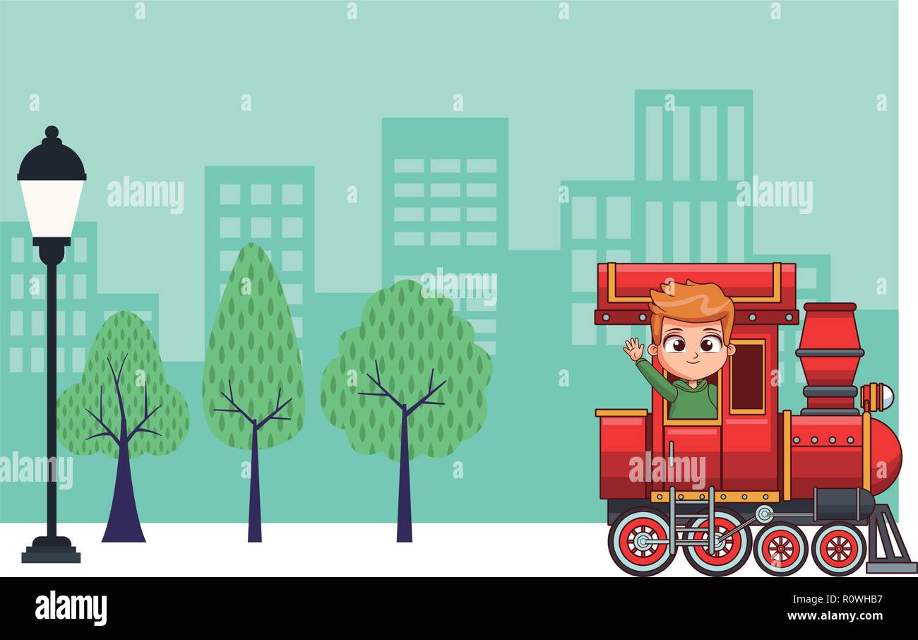 Child driving train Stock Vector Images - Alamy