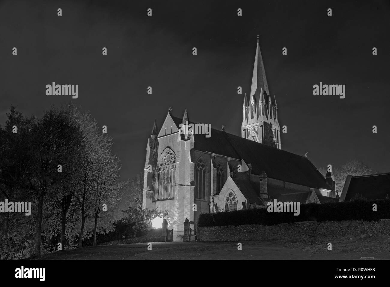 St John's Church by night - Redhill, Surrey, UK Stock Photo - Alamy