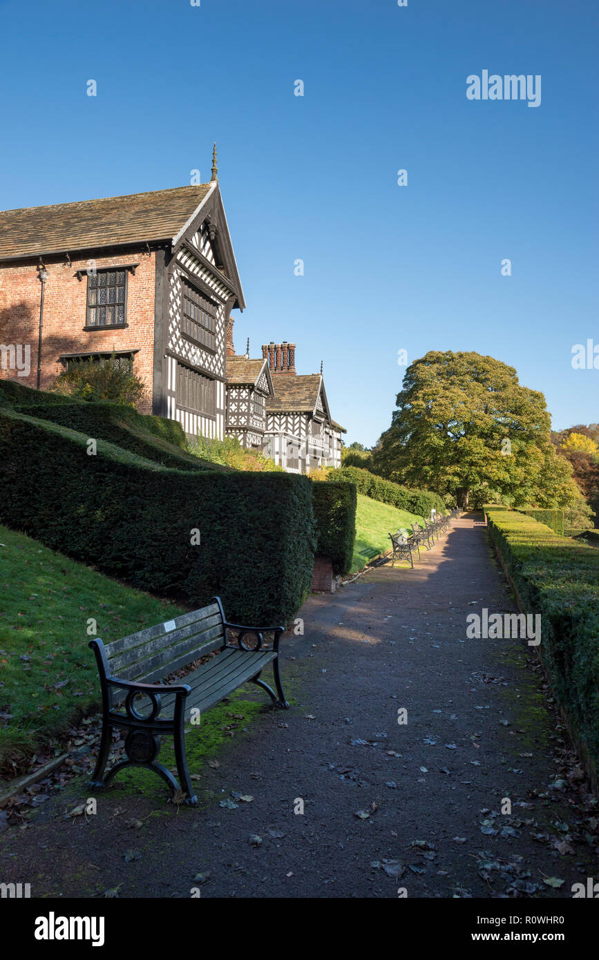 Bramhall Hall, a timber framed tudor house near Stockport, Greater ...