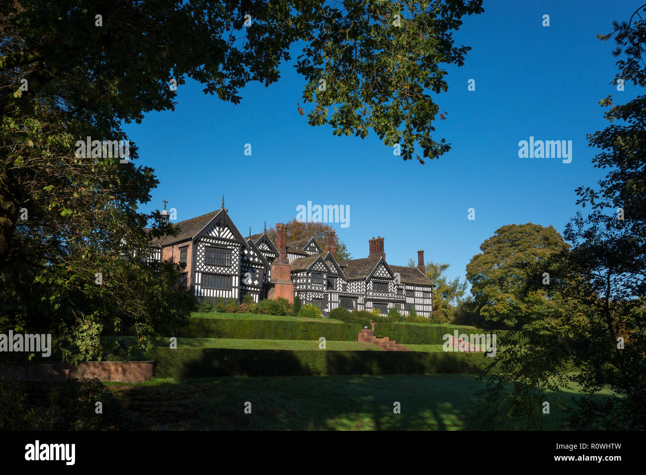 Bramhall Hall, a timber framed tudor house near Stockport, Greater ...