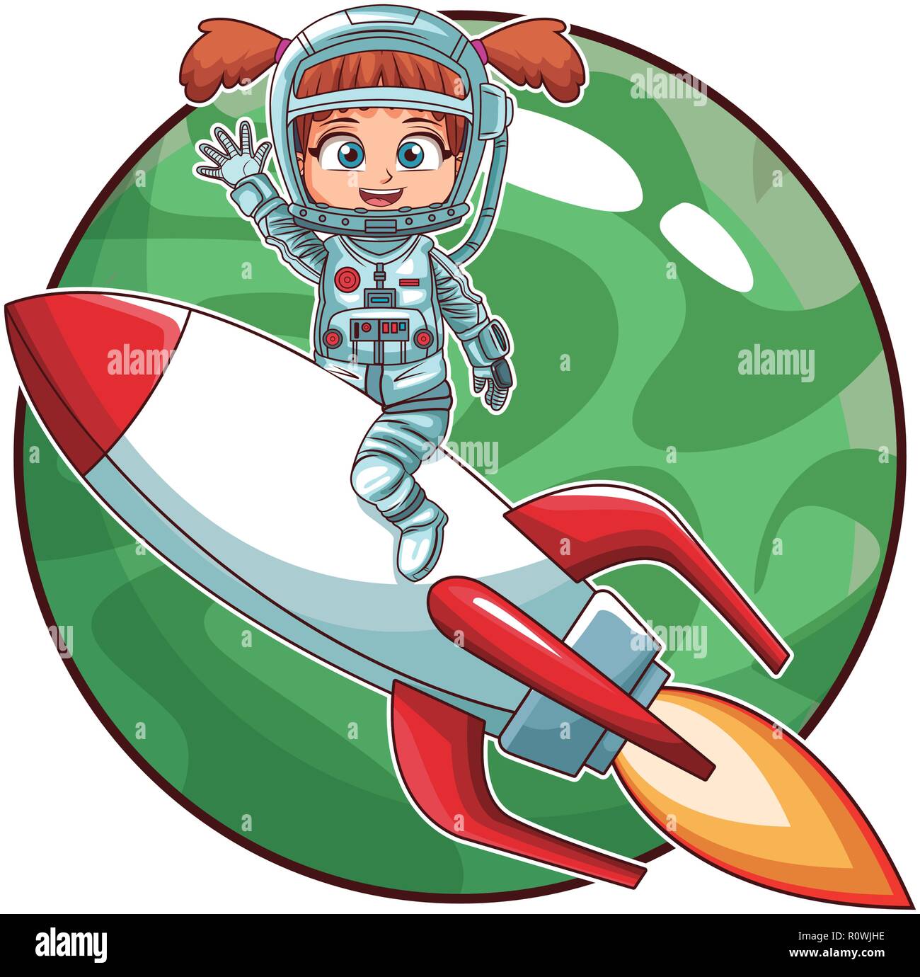 Astronaut girl on spaceship Stock Vector Image & Art - Alamy