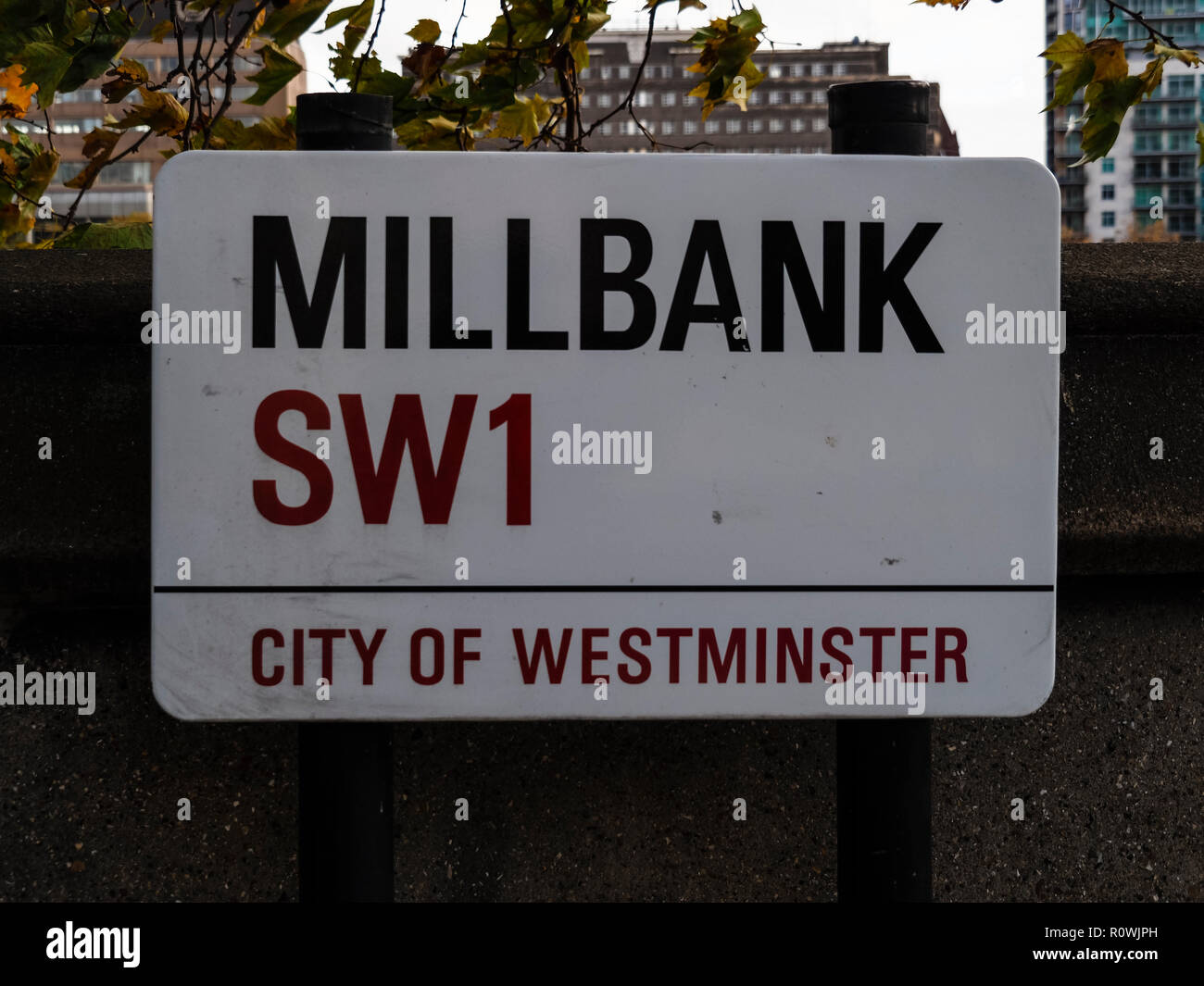 Millbank london street sign hi-res stock photography and images - Alamy