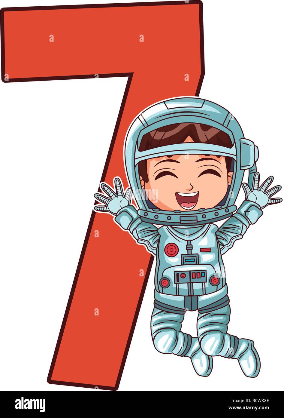 astronaut girl jumping number seven Stock Vector Image & Art - Alamy