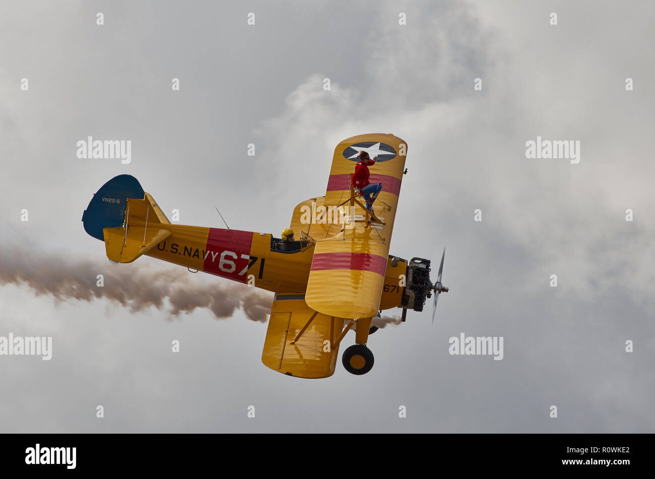 Helen Tempest on a Stearman, Little Gransden Air Display Aug 11 Stock ...