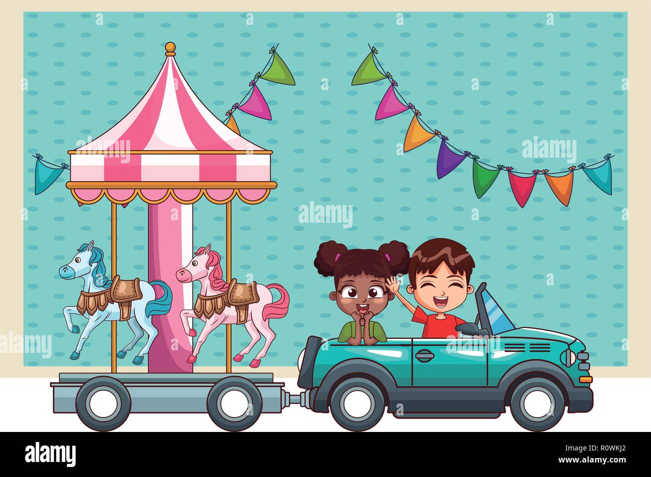 smiling kids driving car cartoon Stock Vector Image & Art - Alamy