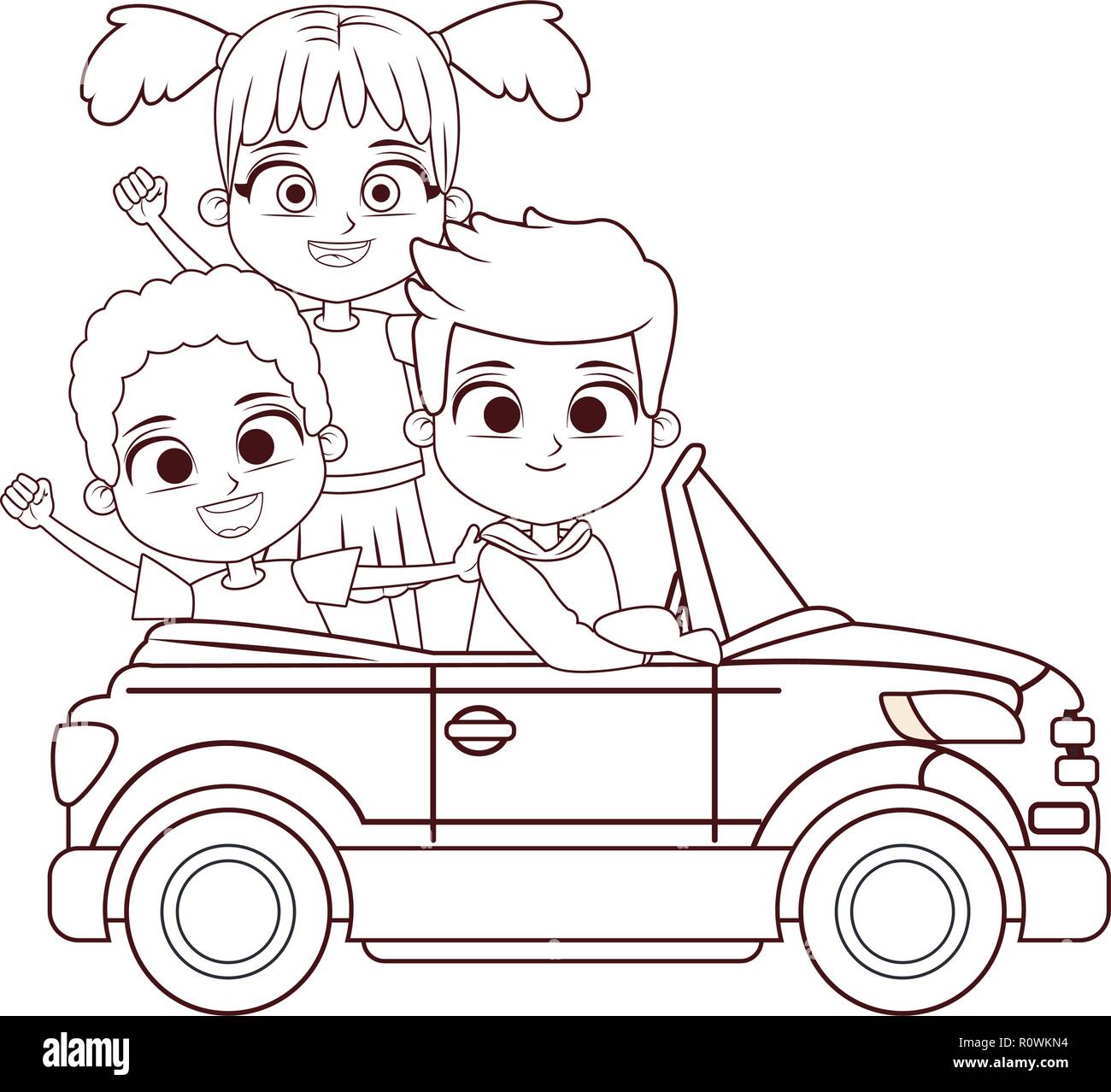 three kids driving car Stock Vector Image & Art - Alamy