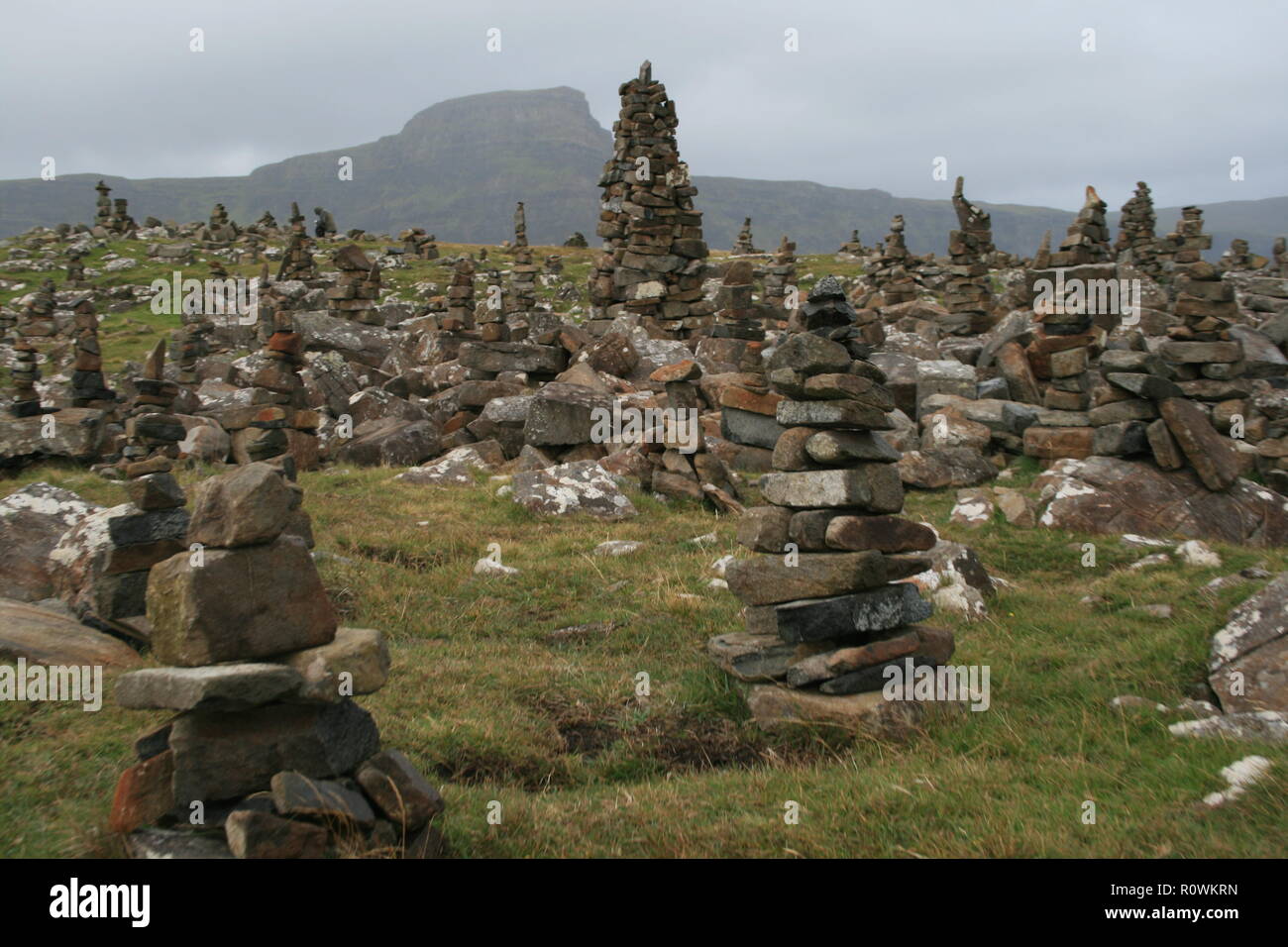 Cairn standing stones, Neist Point Lighthouse, Isle of Skye, Scotland ...