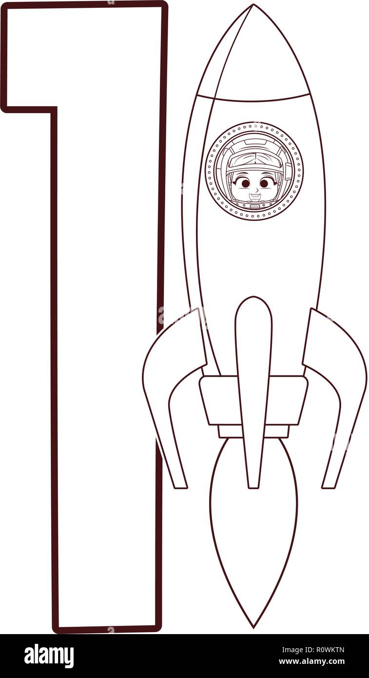 girl rocket number one black and white Stock Vector Image & Art - Alamy