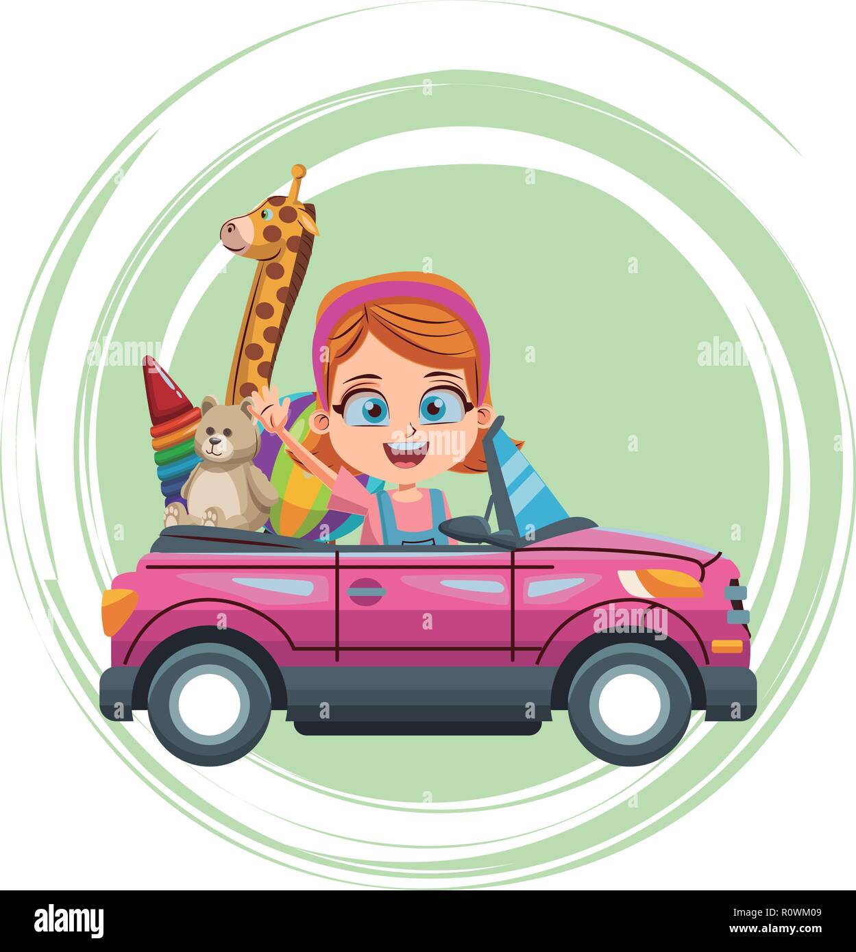 smiling girl driving car cartoon Stock Vector Image & Art - Alamy