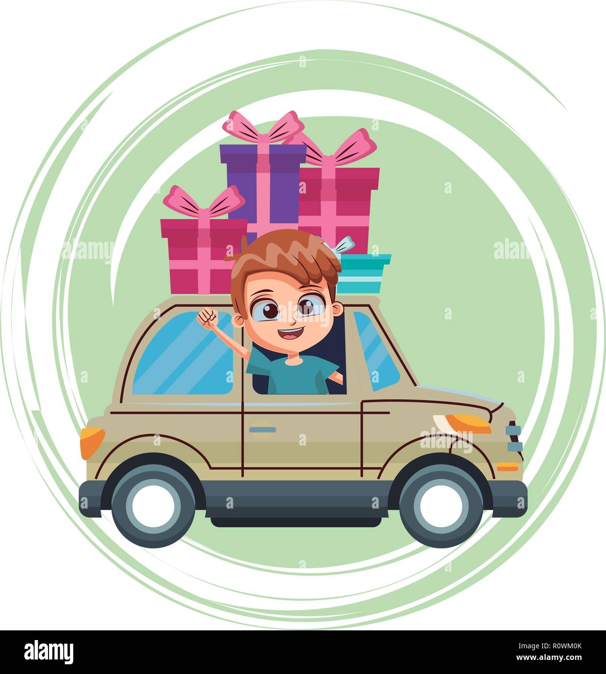 smiling boy driving car cartoon Stock Vector Image & Art - Alamy