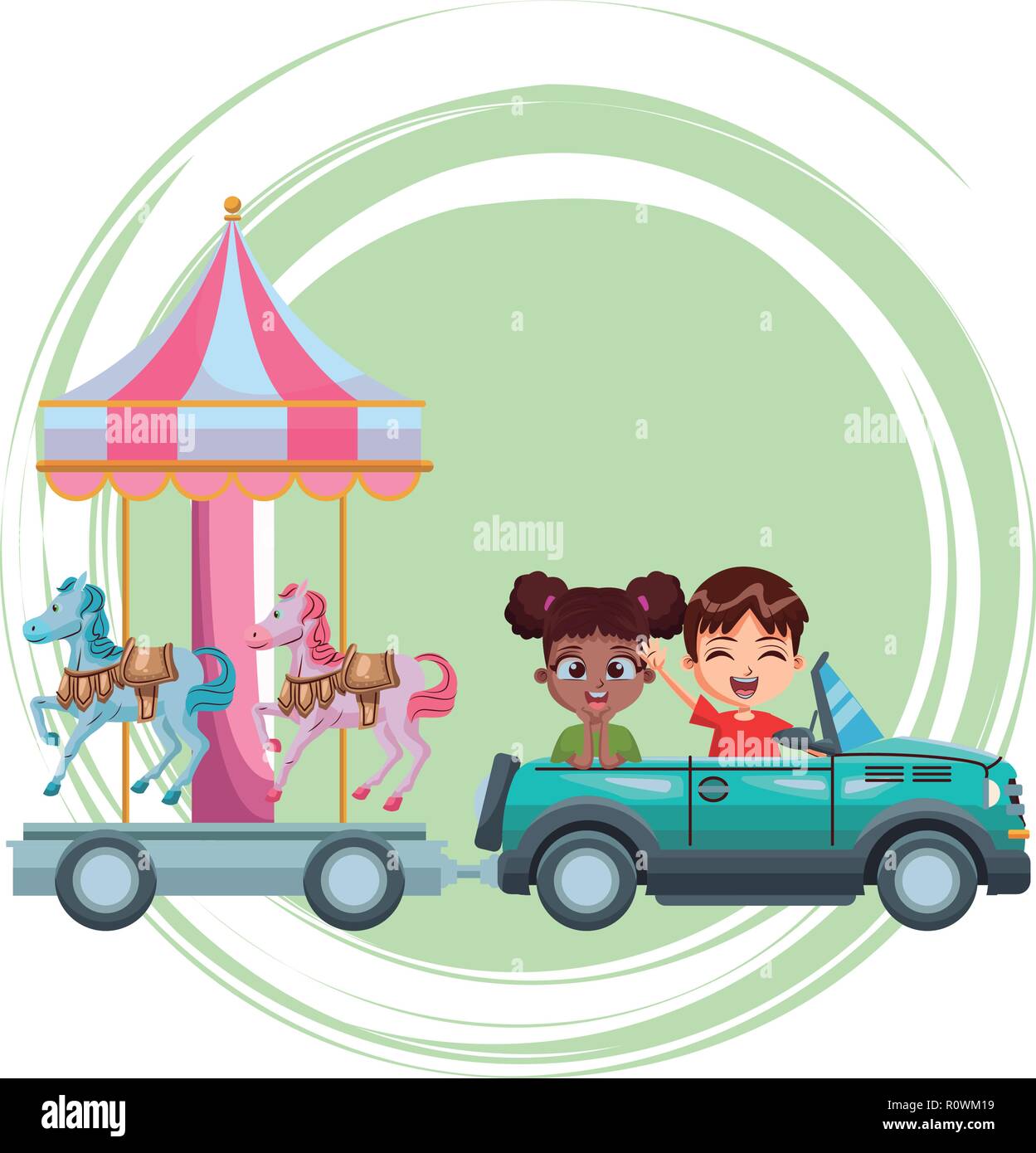 smiling kids driving car cartoon Stock Vector Image & Art - Alamy