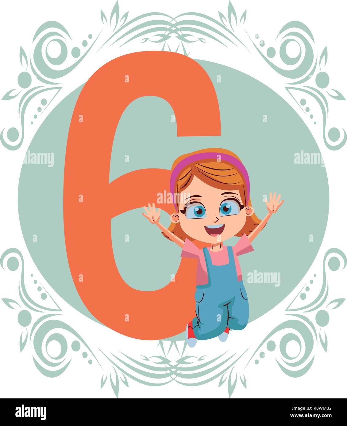 happy girl jumping number Stock Vector Image & Art - Alamy