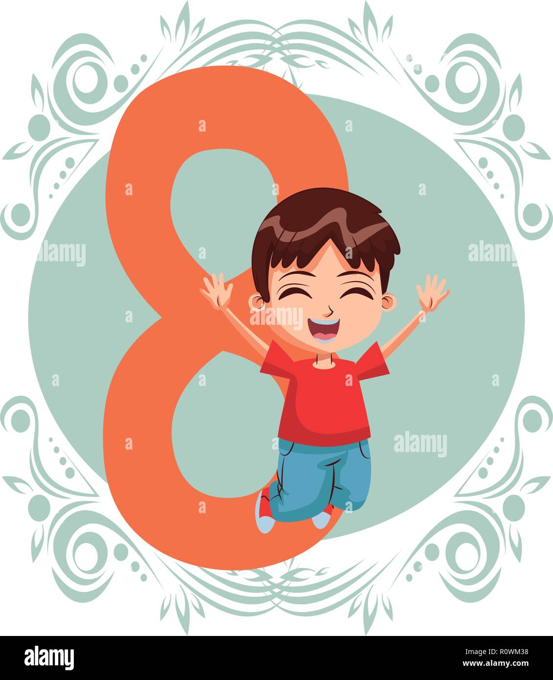 happy boy jumping number Stock Vector Image & Art - Alamy