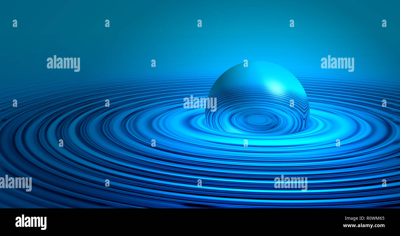 3d blue sphere with water ripple digital graphic Stock Photo - Alamy