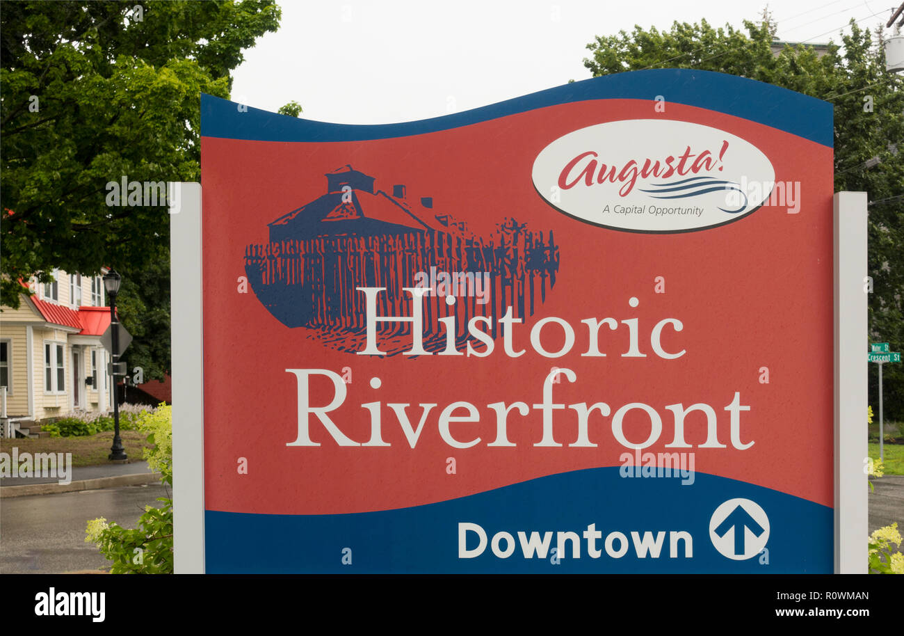 Historic riverfront Augusta Maine Stock Photo - Alamy