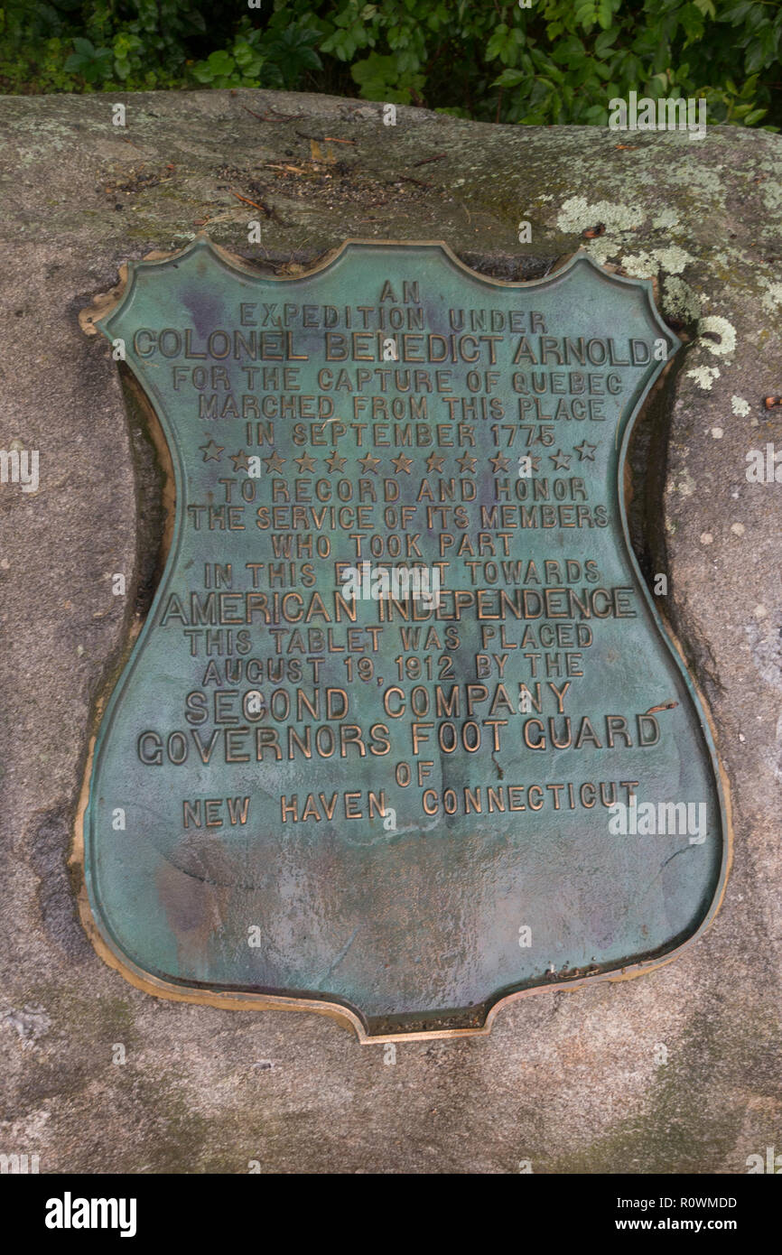Benedict Arnold expedition tablet Augusta Maine Stock Photo - Alamy