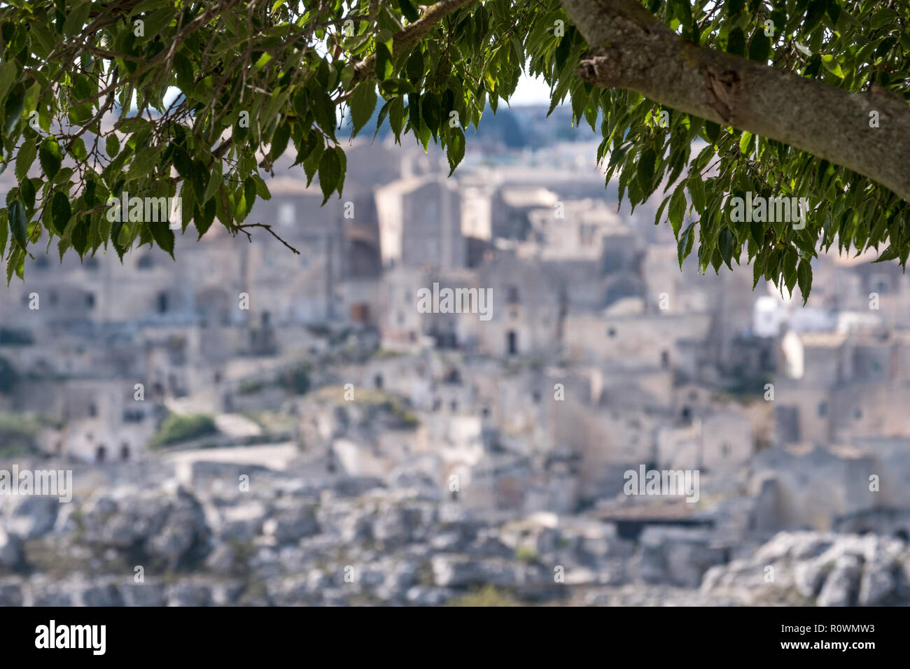 Panoramic photograph of houses built into the rock in the historic cave ...