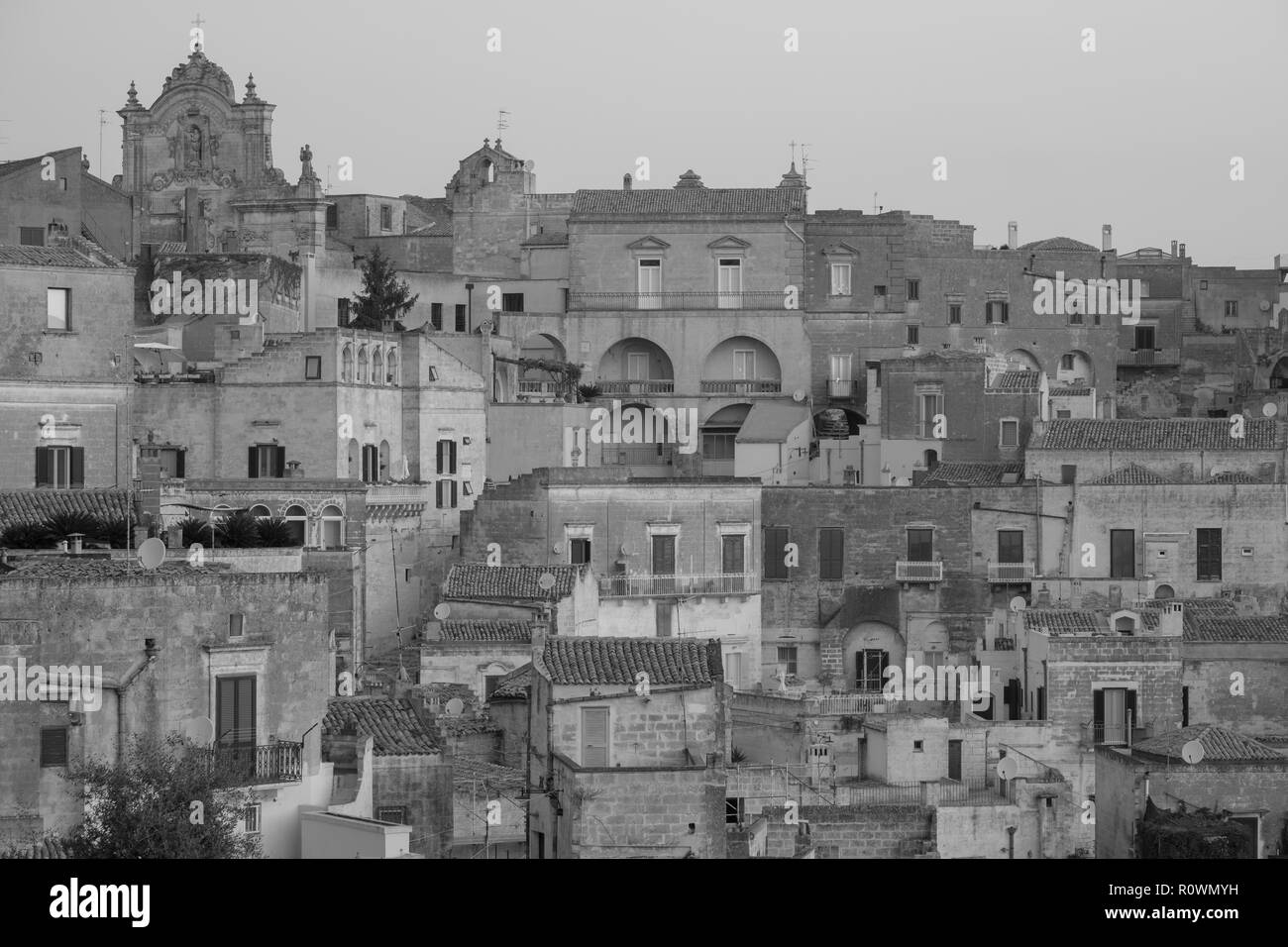 Panorama of houses built into the rock in the historic cave city of ...