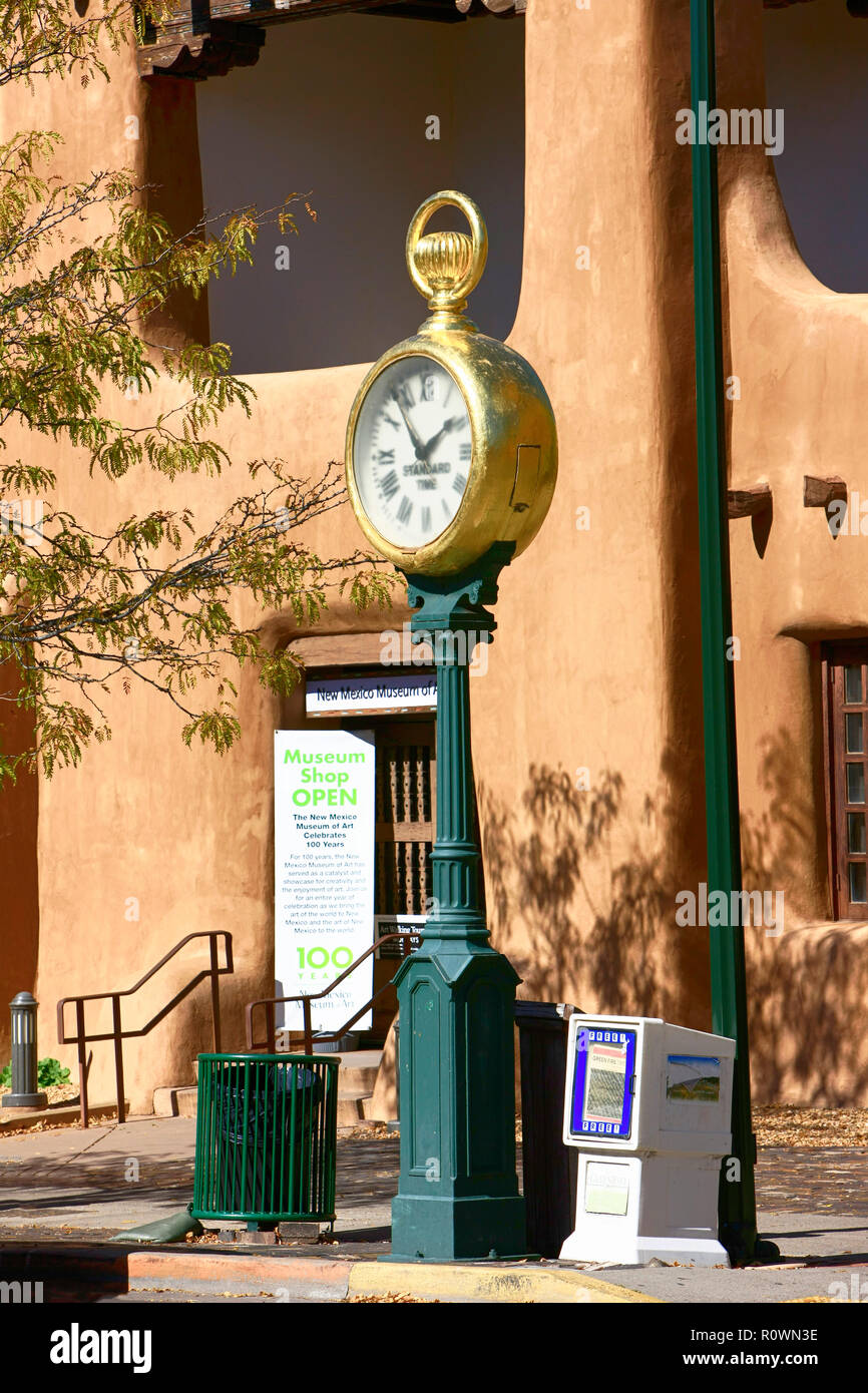 The Spitz Clock on the corner of W. Palace Ave in downtown Santa Fe ...