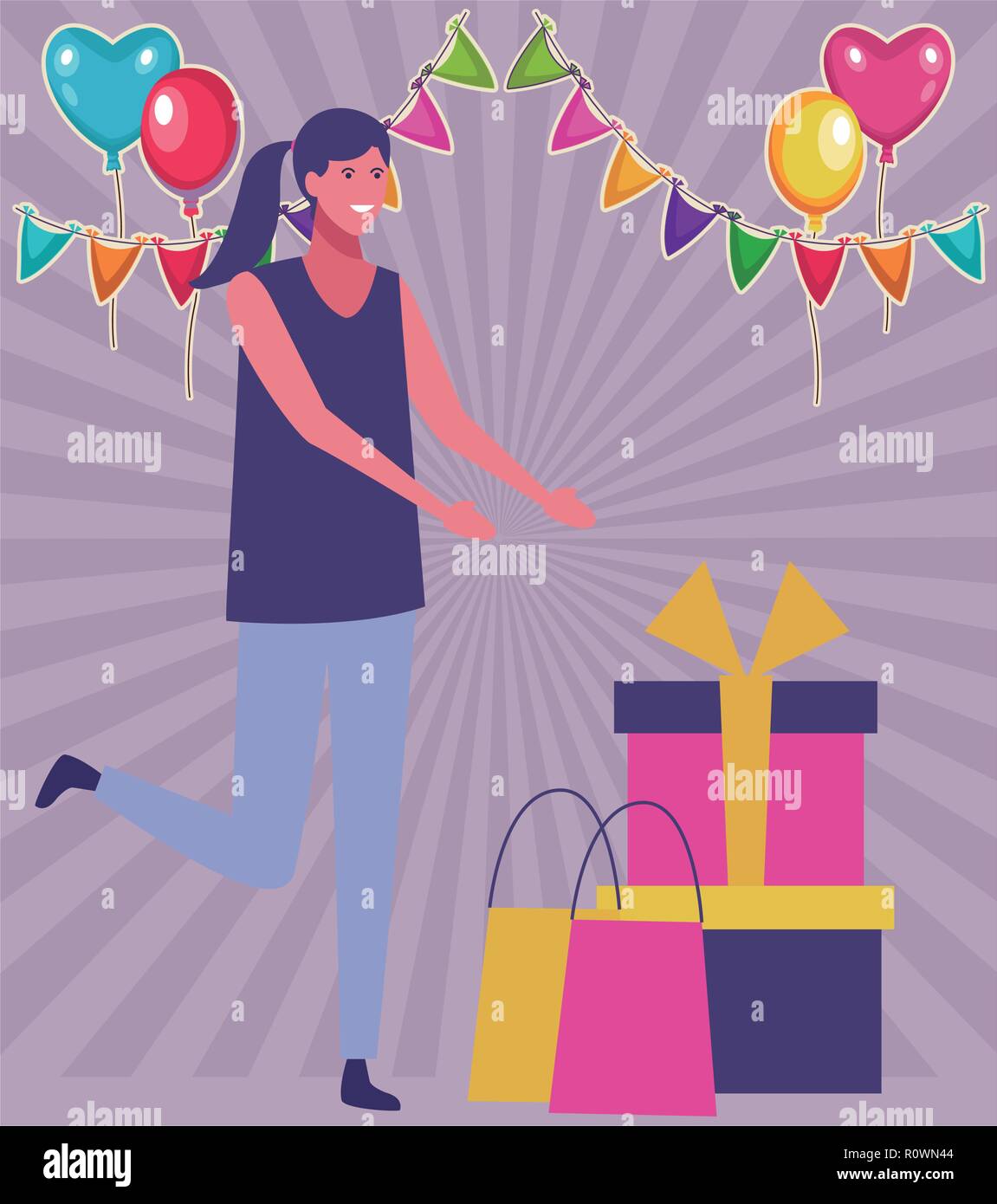 Woman with gifts Stock Vector Image & Art - Alamy