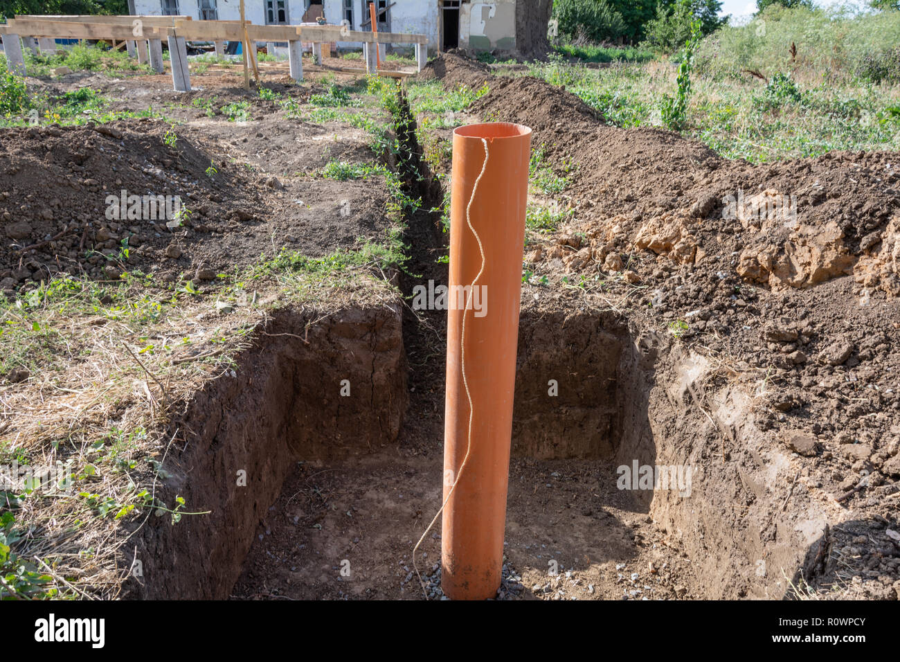 Ground water collection site for the village home. Pipe to connect the ...