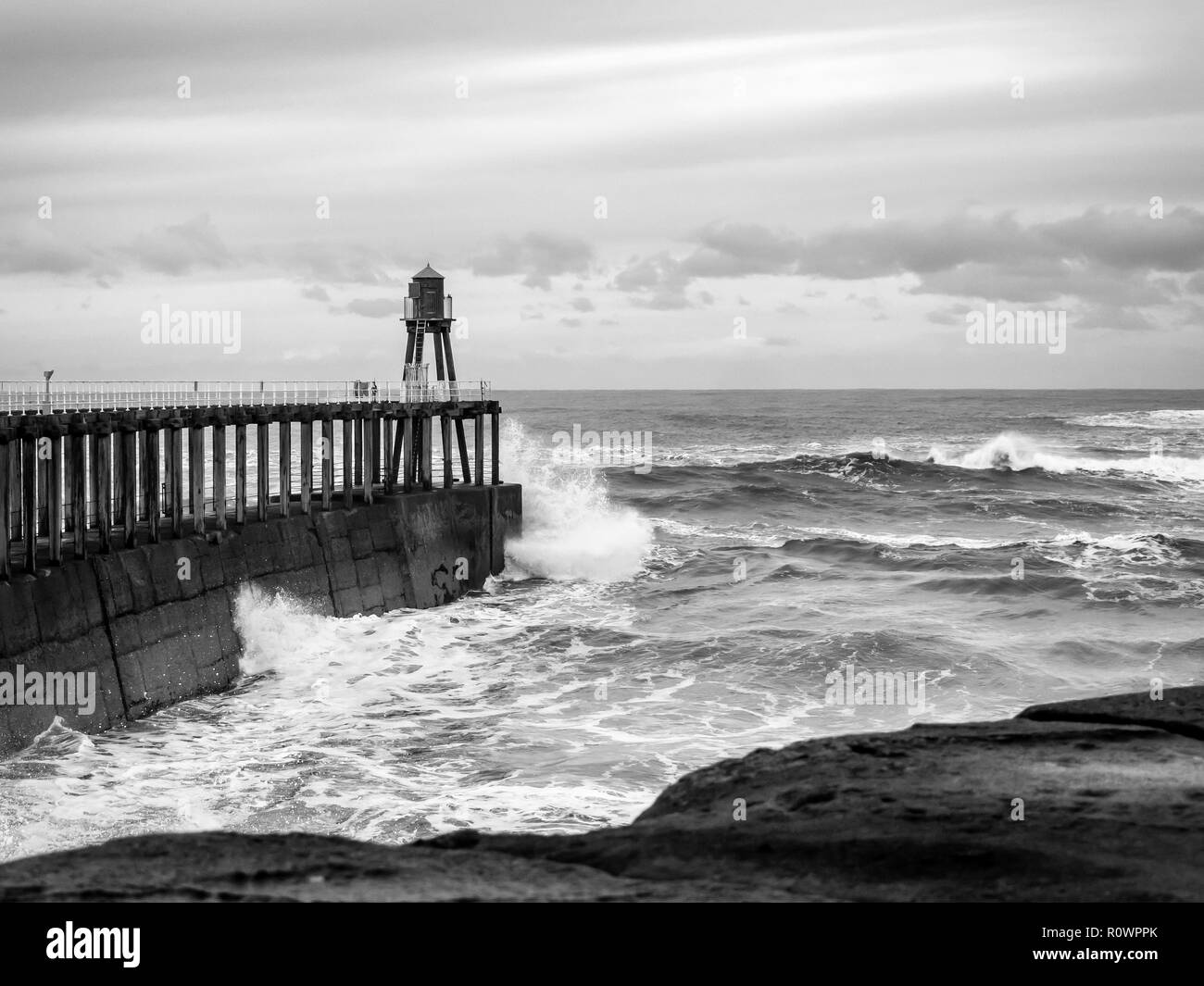 Whitby Lighthouse Storm High Resolution Stock Photography and Images ...