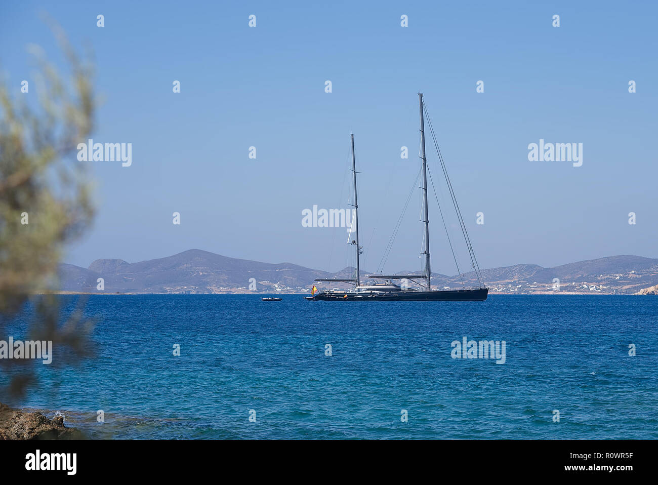 Aliki beach - Aegean sea - Paros Cyclades island - Greece Stock Photo ...