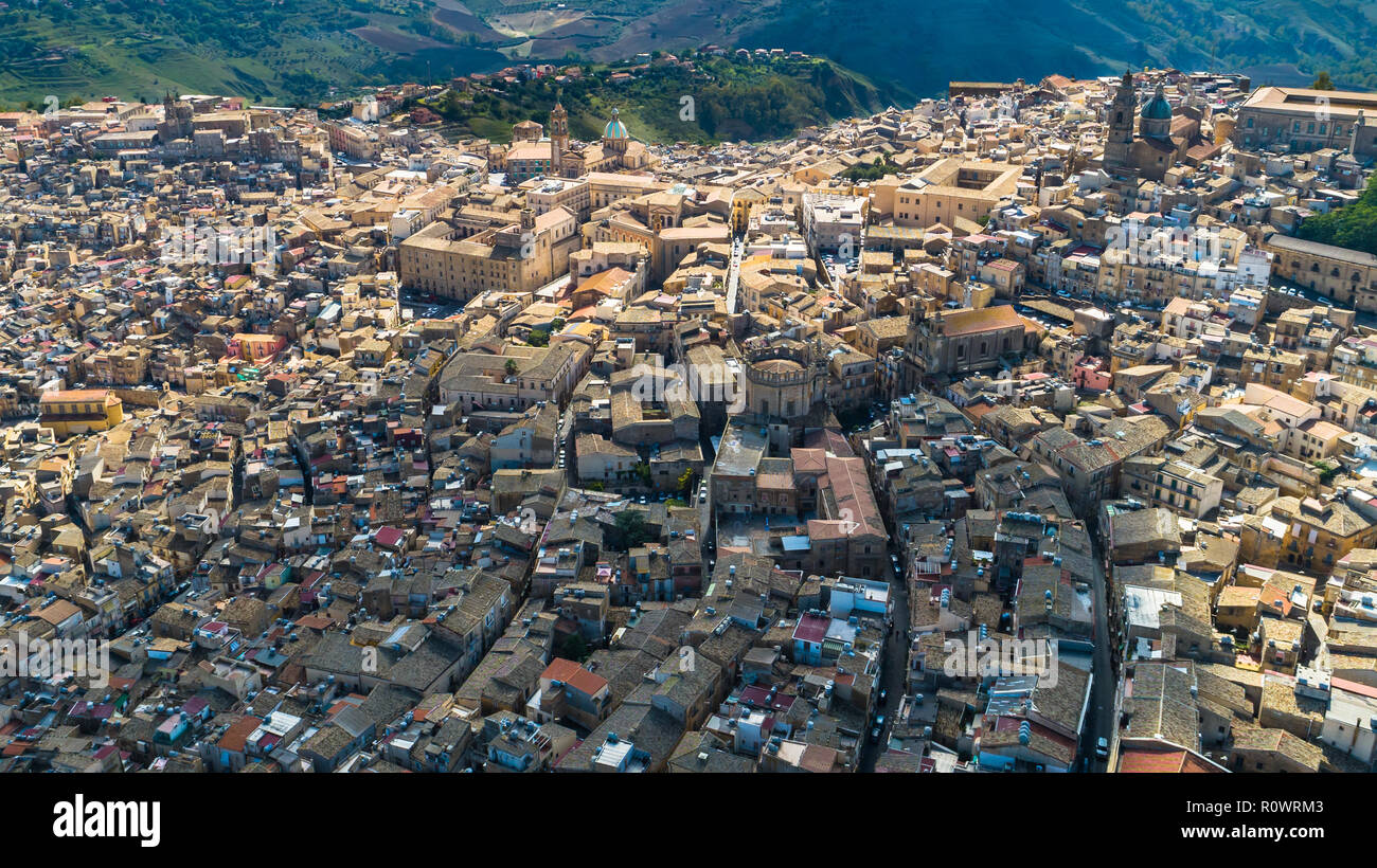 Aerial. Caltagirone is a town and commune in the Metropolitan City of ...