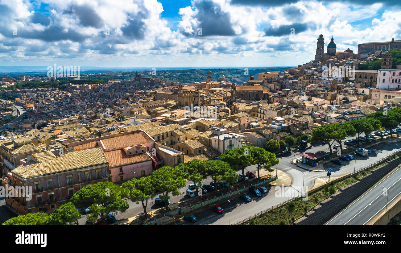 Aerial. Caltagirone is a town and commune in the Metropolitan City of ...