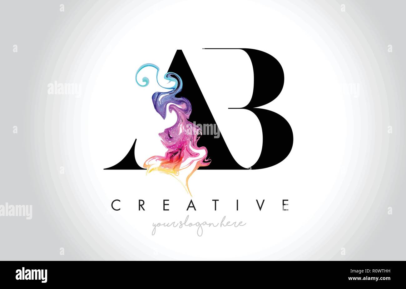 AB Vibrant Creative Leter Logo Design with Colorful Smoke Ink Flowing ...