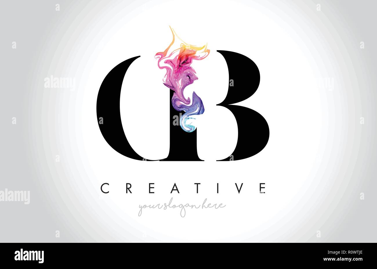 CB Vibrant Creative Leter Logo Design with Colorful Smoke Ink Flowing ...