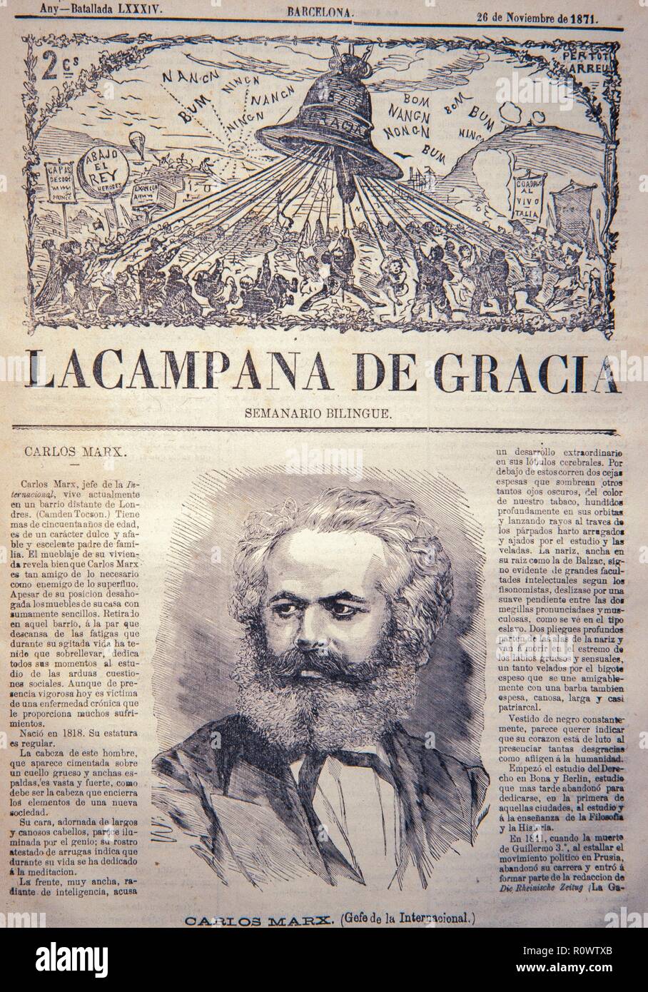 Portada de "La campana de la gracias" con Karl Marx. 26 de noviembre de ...