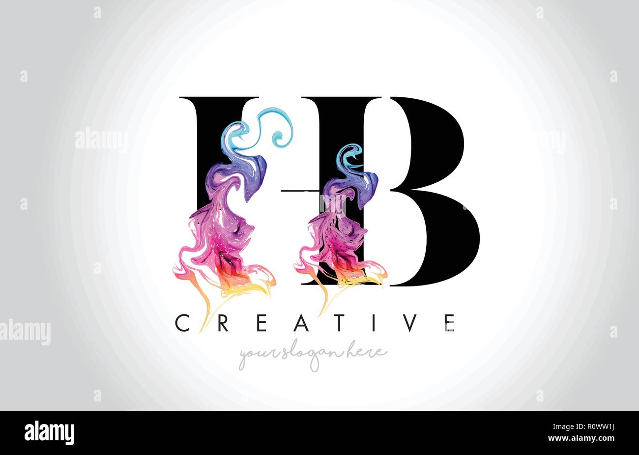 HB Vibrant Creative Leter Logo Design with Colorful Smoke Ink Flowing ...