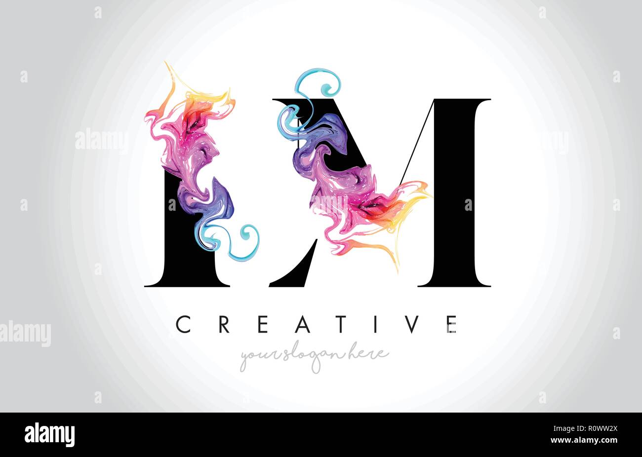 LM Vibrant Creative Leter Logo Design with Colorful Smoke Ink Flowing ...