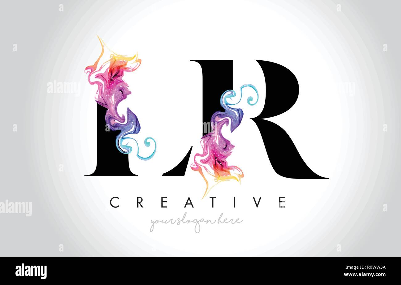 LR Vibrant Creative Leter Logo Design with Colorful Smoke Ink Flowing ...