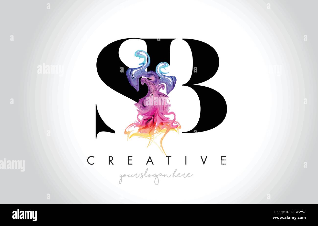 SB Vibrant Creative Leter Logo Design with Colorful Smoke Ink Flowing ...