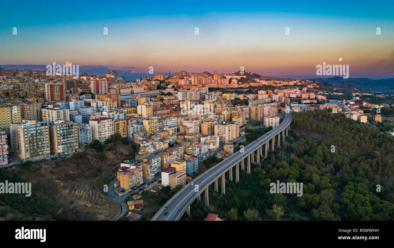 Aerial. Agrigento. A city on the southern coast of Sicily, Italy and ...