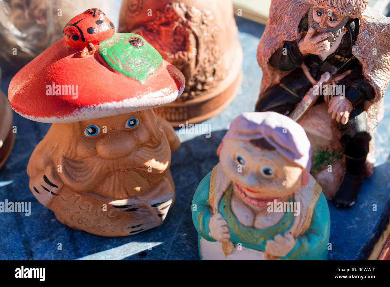 Traditional Russian clay figurines sold on market Stock Photo - Alamy