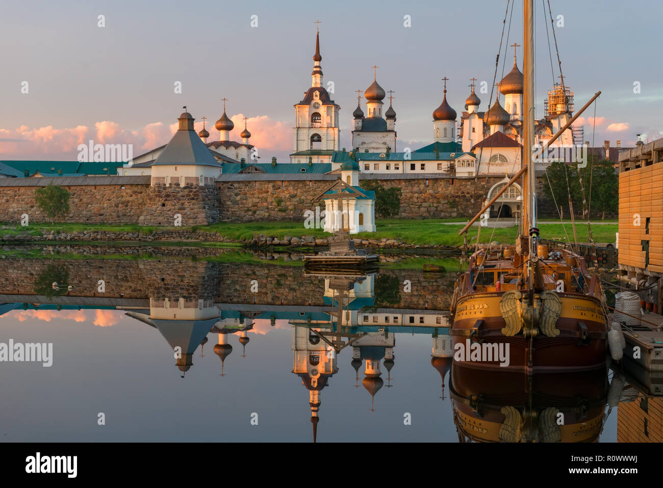 ISLAND SOLOVKI, RUSSIA - JUNE 26, 2018: The yacht "Saint Peter" is a ...